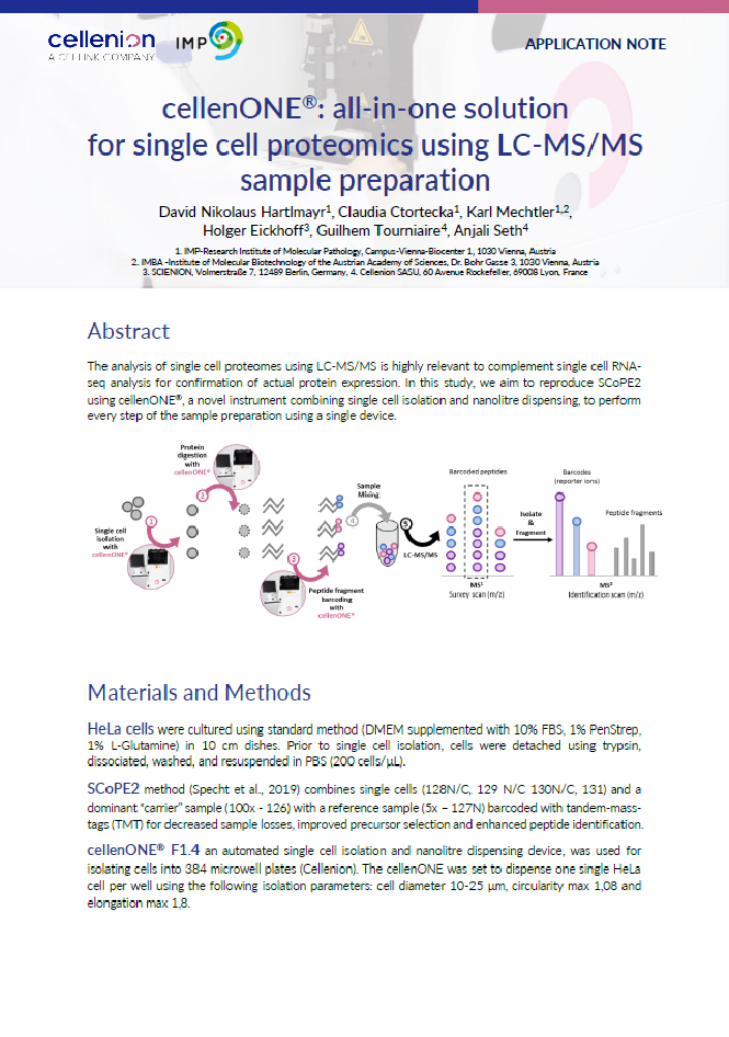 SCoPE2-MS for single cell proteomics sample preparation using cellenONE ...